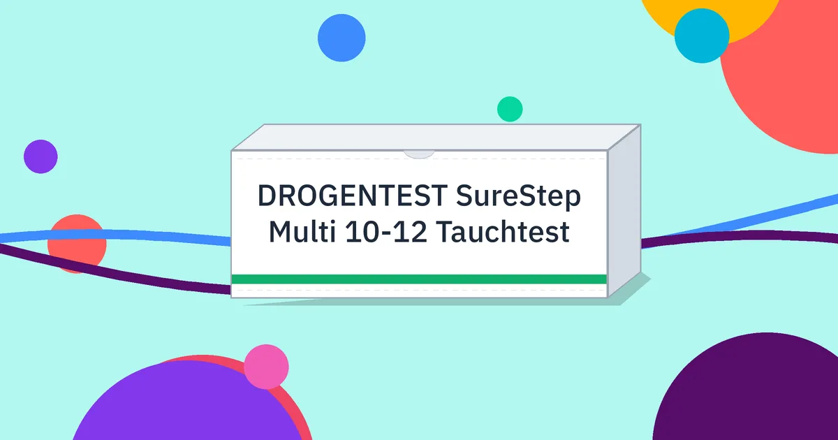 Symbolbild: Packung mit der Aufschrift DROGENTEST SureStep Multi 10-12 Tauchtest (PZN 16589354) – Verfügbarkeit und Bezug in Apotheken in Frankfurt am Main