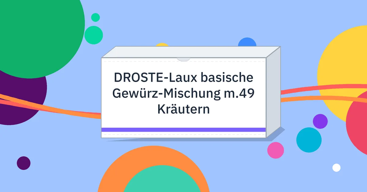 Symbolbild: Packung mit der Aufschrift DROSTE-Laux basische Gewürz-Mischung m.49 Kräutern (PZN 11027746) – Verfügbarkeit und Bezug in Apotheken in Frankfurt am Main