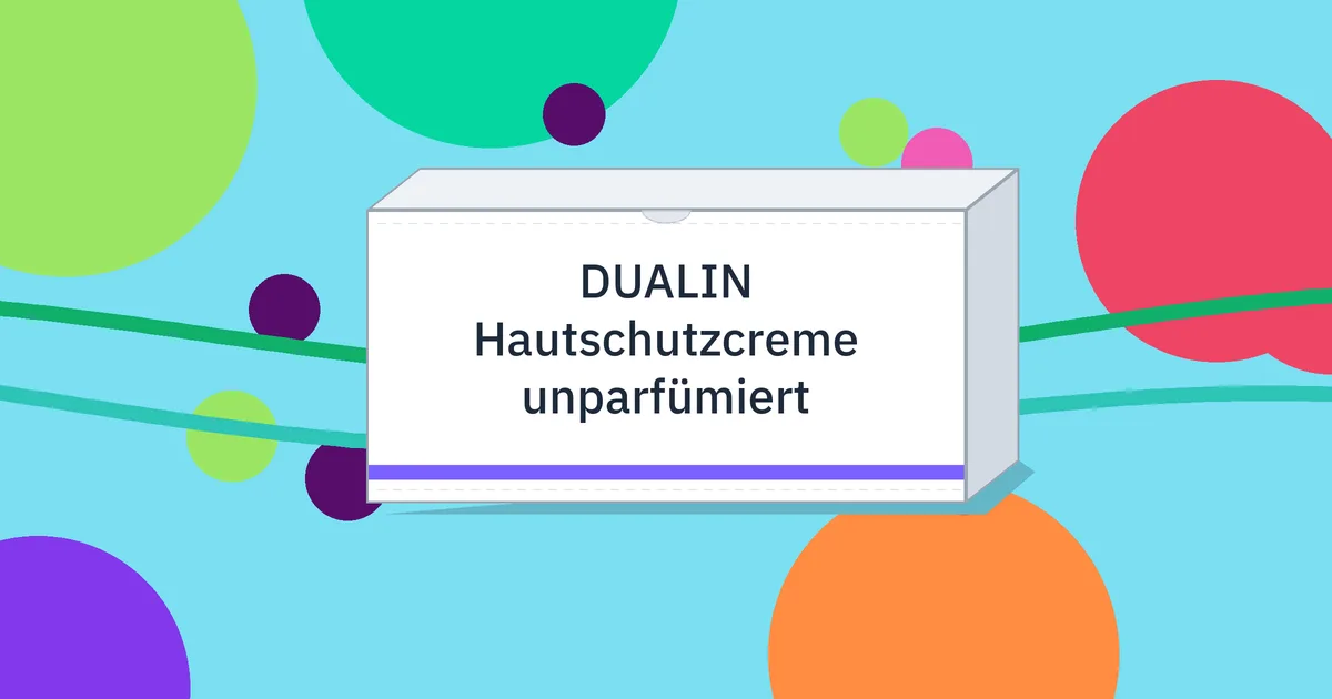 Symbolbild: Packung mit der Aufschrift DUALIN Hautschutzcreme unparfümiert (PZN 08805826) – Verfügbarkeit und Bezug in Apotheken in Frankfurt am Main