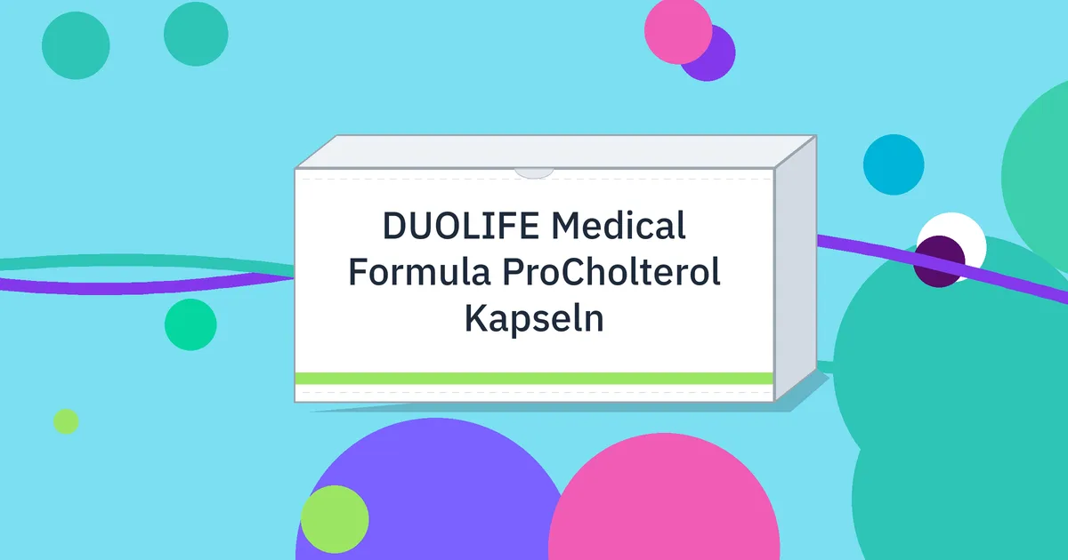 Symbolbild: Packung mit der Aufschrift DUOLIFE Medical Formula ProCholterol Kapseln (PZN 16683320) – Verfügbarkeit und Bezug in Apotheken in Frankfurt am Main