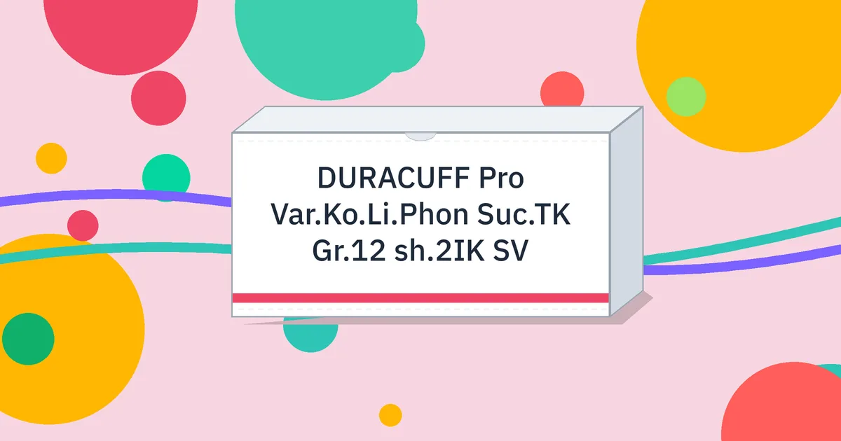Symbolbild: Packung mit der Aufschrift DURACUFF Pro Var.Ko.Li.Phon Suc.TK Gr.12 sh.2IK SV (PZN 19244704) – Verfügbarkeit und Bezug in Apotheken in Frankfurt am Main
