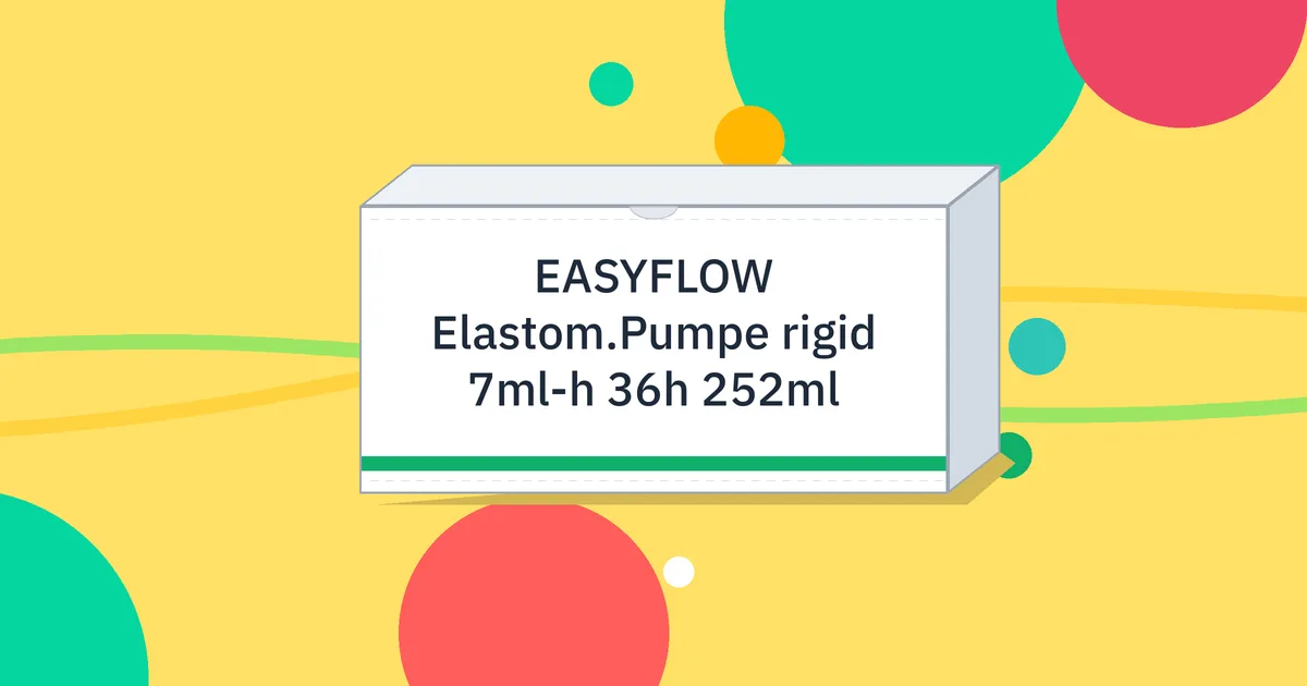 Symbolbild: Packung mit der Aufschrift EASYFLOW Elastom.Pumpe rigid 7ml-h 36h 252ml (PZN 19262576) – Verfügbarkeit und Bezug in Apotheken in Frankfurt am Main