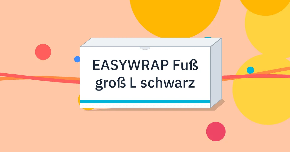 Symbolbild: Packung mit der Aufschrift EASYWRAP Fuß groß L schwarz (PZN 18748549) – Verfügbarkeit und Bezug in Apotheken in Frankfurt am Main