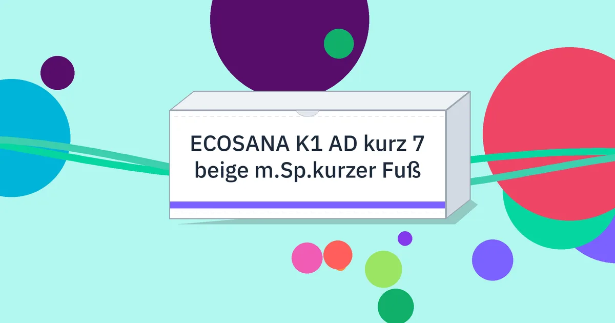 Symbolbild: Packung mit der Aufschrift ECOSANA K1 AD kurz 7 beige m.Sp.kurzer Fuß (PZN 04725473) – Verfügbarkeit und Bezug in Apotheken in Frankfurt am Main