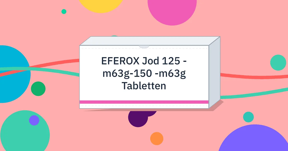Symbolbild: Packung mit der Aufschrift EFEROX Jod 125 -m63g-150 -m63g Tabletten (PZN 00231343) – Verfügbarkeit und Bezug in Apotheken in Frankfurt am Main