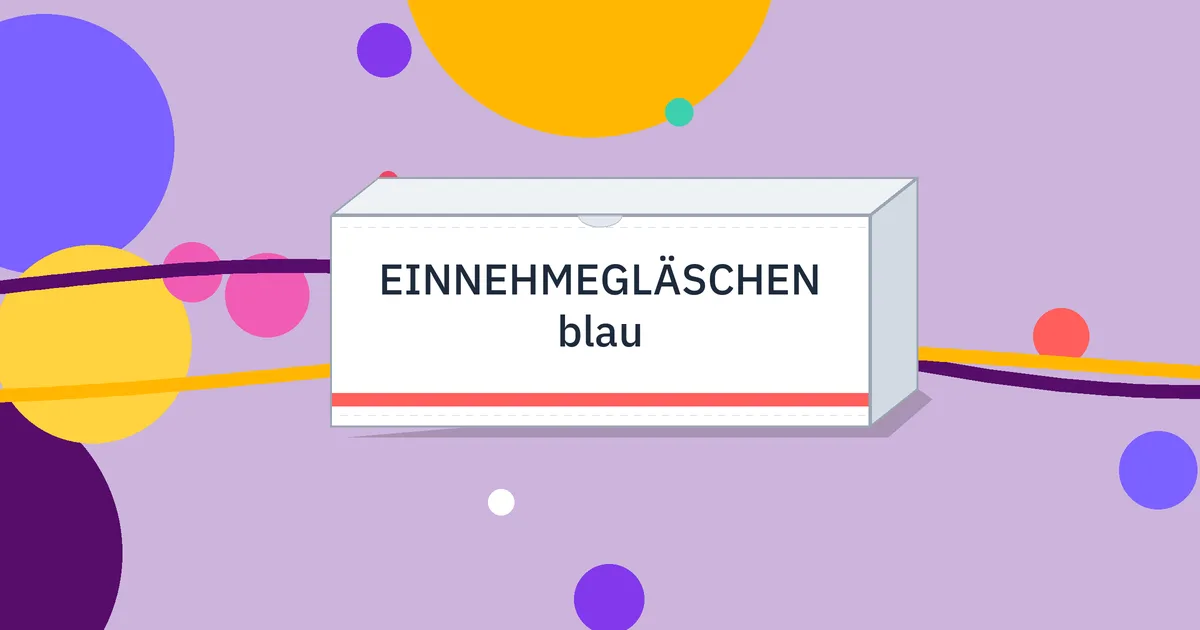 Symbolbild: Packung mit der Aufschrift EINNEHMEGLÄSCHEN blau (PZN 20025456) – Verfügbarkeit und Bezug in Apotheken in Frankfurt am Main