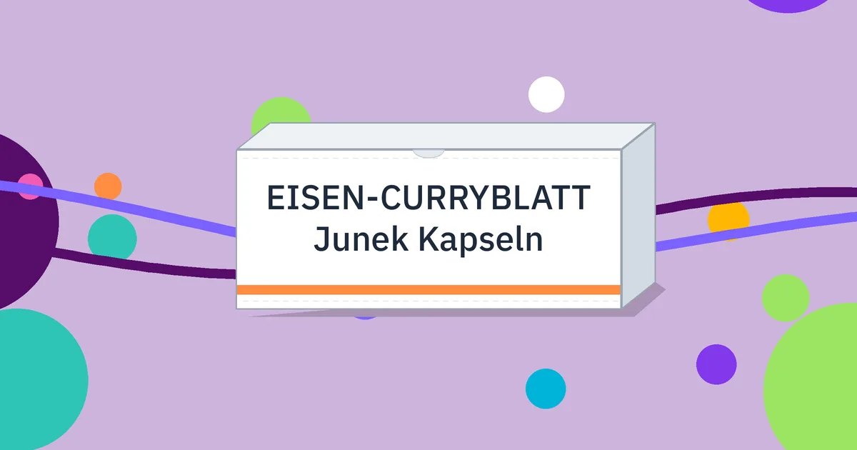 Symbolbild: Packung mit der Aufschrift EISEN-CURRYBLATT Junek Kapseln (PZN 11147054) – Verfügbarkeit und Bezug in Apotheken in Frankfurt am Main