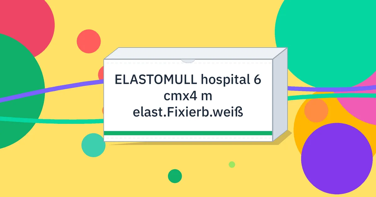 Symbolbild: Packung mit der Aufschrift ELASTOMULL hospital 6 cmx4 m elast.Fixierb.weiß (PZN 16027320) – Verfügbarkeit und Bezug in Apotheken in Frankfurt am Main