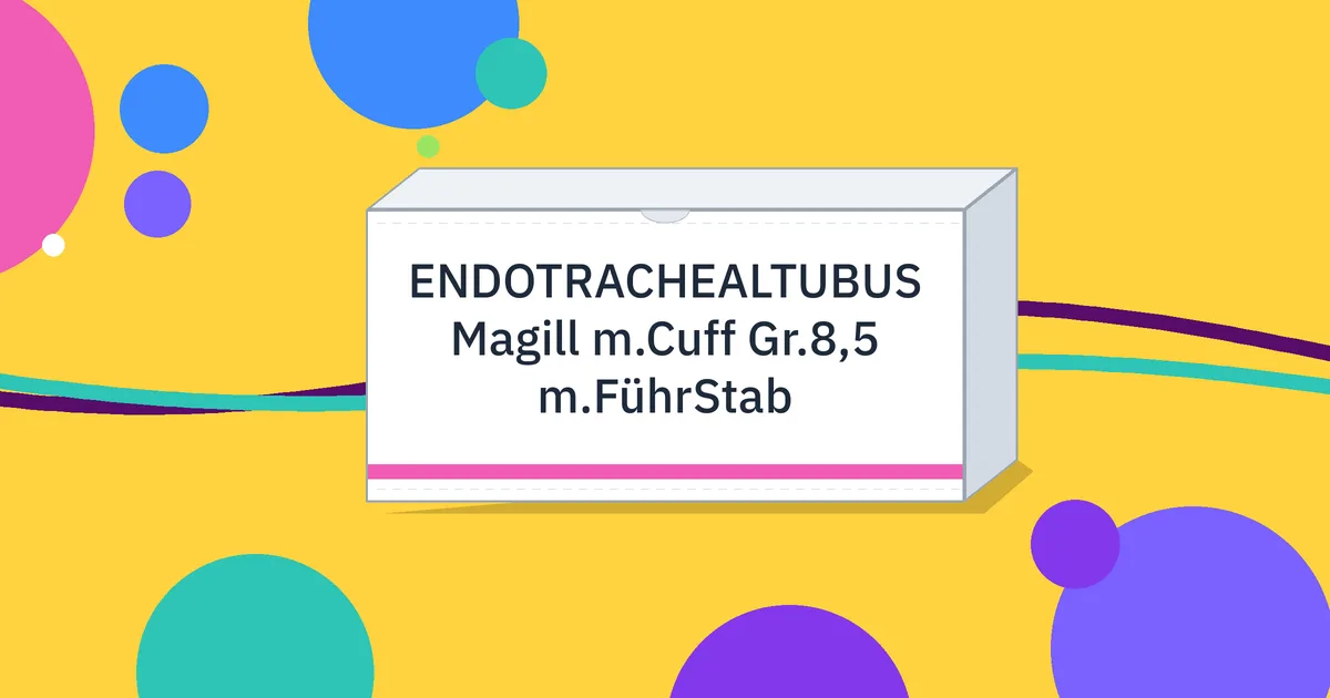 Symbolbild: Packung mit der Aufschrift ENDOTRACHEALTUBUS Magill m.Cuff Gr.8,5 m.FührStab (PZN 10047391) – Verfügbarkeit und Bezug in Apotheken in Frankfurt am Main