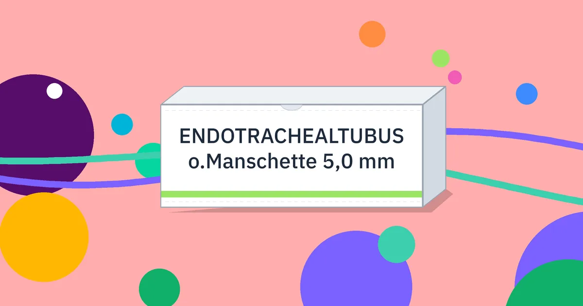 Symbolbild: Packung mit der Aufschrift ENDOTRACHEALTUBUS o.Manschette 5,0 mm (PZN 08887089) – Verfügbarkeit und Bezug in Apotheken in Frankfurt am Main