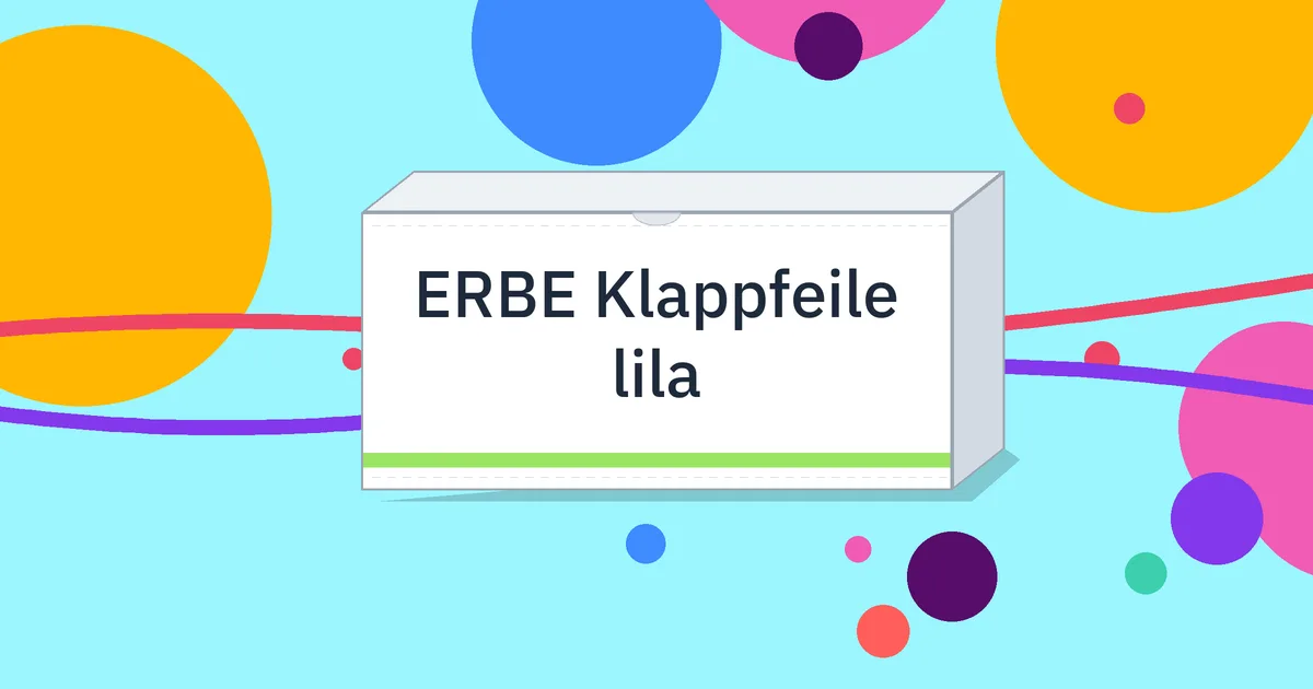 Symbolbild: Packung mit der Aufschrift ERBE Klappfeile lila (PZN 04805261) – Verfügbarkeit und Bezug in Apotheken in Frankfurt am Main