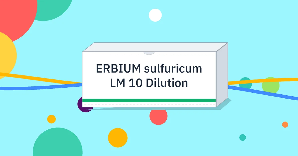 Symbolbild: Packung mit der Aufschrift ERBIUM sulfuricum LM 10 Dilution (PZN 13473881) – Verfügbarkeit und Bezug in Apotheken in Frankfurt am Main
