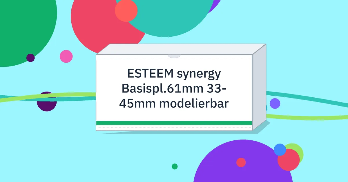Symbolbild: Packung mit der Aufschrift ESTEEM synergy Basispl.61mm 33-45mm modelierbar (PZN 06415423) – Verfügbarkeit und Bezug in Apotheken in Frankfurt am Main