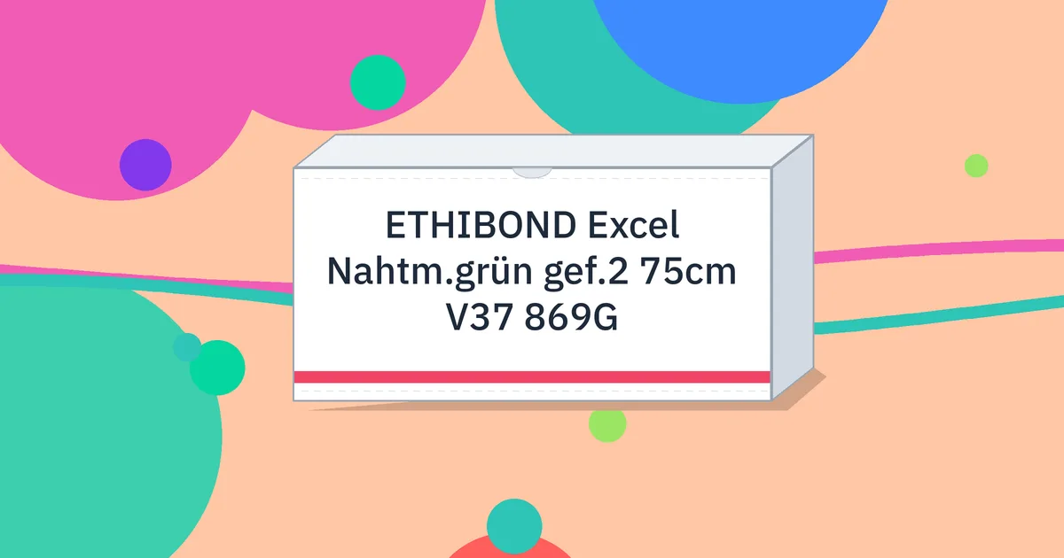 Symbolbild: Packung mit der Aufschrift ETHIBOND Excel Nahtm.grün gef.2 75cm V37 869G (PZN 16250236) – Verfügbarkeit und Bezug in Apotheken in Frankfurt am Main