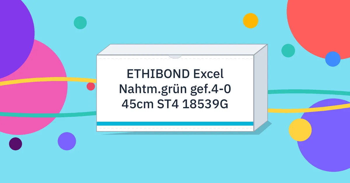 Symbolbild: Packung mit der Aufschrift ETHIBOND Excel Nahtm.grün gef.4-0 45cm ST4 18539G (PZN 19760481) – Verfügbarkeit und Bezug in Apotheken in Frankfurt am Main