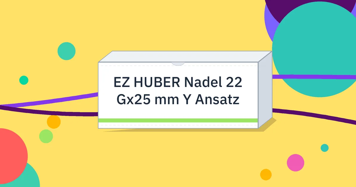 Symbolbild: Packung mit der Aufschrift EZ HUBER Nadel 22 Gx25 mm Y Ansatz (PZN 05036942) – Verfügbarkeit und Bezug in Apotheken in Frankfurt am Main