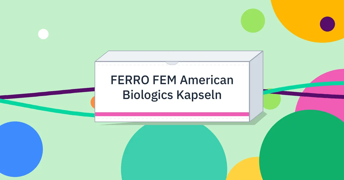 Symbolbild: Packung mit der Aufschrift FERRO FEM American Biologics Kapseln (PZN 19246991) – Verfügbarkeit und Bezug in Apotheken in Frankfurt am Main