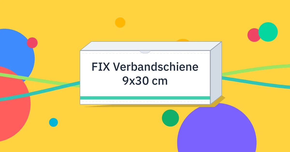 Symbolbild: Packung mit der Aufschrift FIX Verbandschiene 9x30 cm (PZN 06983481) – Verfügbarkeit und Bezug in Apotheken in Frankfurt am Main