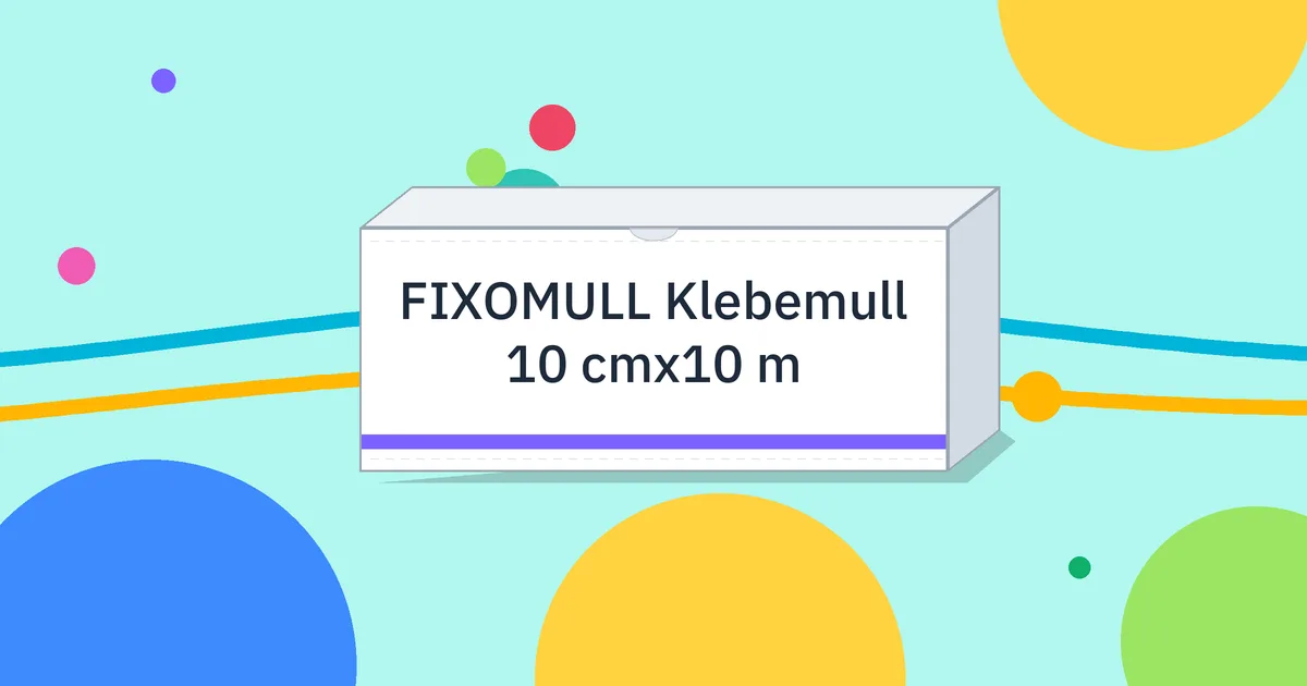Symbolbild: Packung mit der Aufschrift FIXOMULL Klebemull 10 cmx10 m (PZN 13889848) – Verfügbarkeit und Bezug in Apotheken in Frankfurt am Main