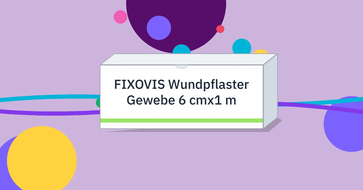 Symbolbild: Packung mit der Aufschrift FIXOVIS Wundpflaster Gewebe 6 cmx1 m (PZN 16149767) – Verfügbarkeit und Bezug in Apotheken in Frankfurt am Main