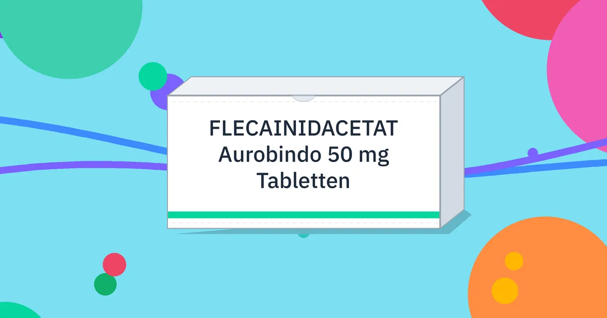 Symbolbild: Packung mit der Aufschrift FLECAINIDACETAT Aurobindo 50 mg Tabletten (PZN 03335907) – Verfügbarkeit und Bezug in Apotheken in Frankfurt am Main