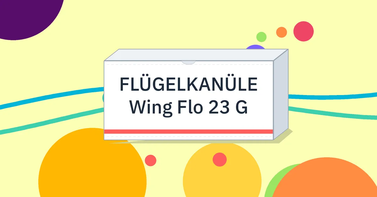 Symbolbild: Packung mit der Aufschrift FLÜGELKANÜLE Wing Flo 23 G (PZN 09891437) – Verfügbarkeit und Bezug in Apotheken in Frankfurt am Main
