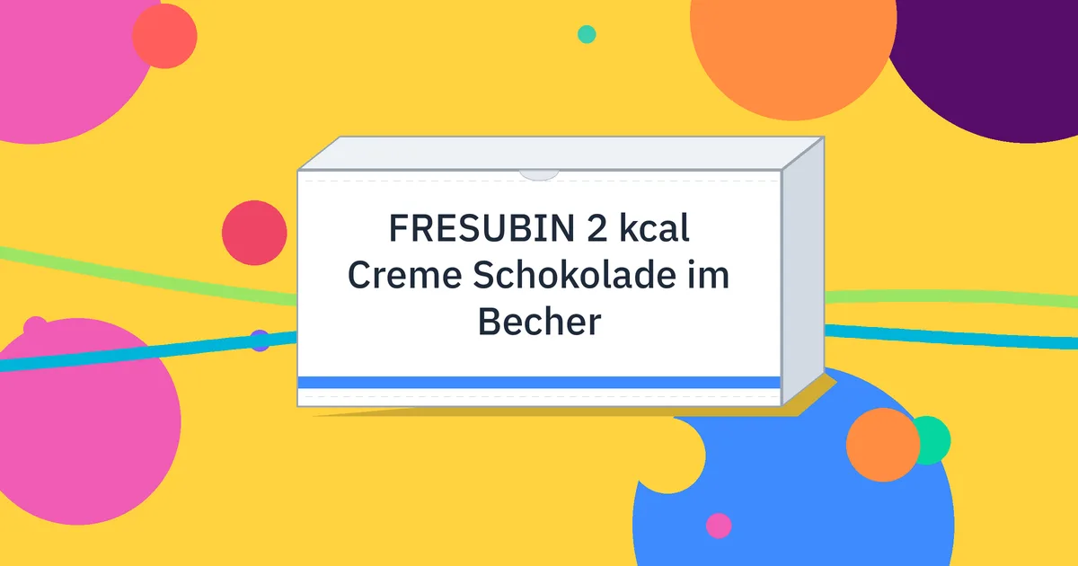 Symbolbild: Packung mit der Aufschrift FRESUBIN 2 kcal Creme Schokolade im Becher (PZN 19553701) – Verfügbarkeit und Bezug in Apotheken in Frankfurt am Main