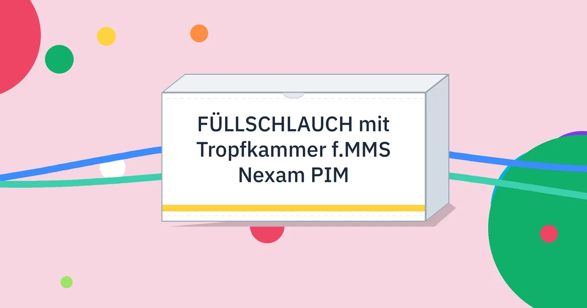 Symbolbild: Packung mit der Aufschrift FÜLLSCHLAUCH mit Tropfkammer f.MMS Nexam PIM (PZN 16672090) – Verfügbarkeit und Bezug in Apotheken in Frankfurt am Main