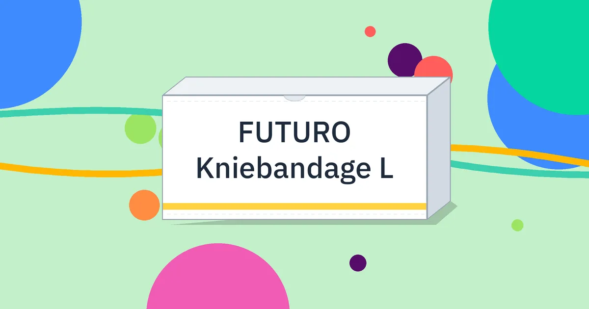 Symbolbild: Packung mit der Aufschrift FUTURO Kniebandage L (PZN 07632097) – Verfügbarkeit und Bezug in Apotheken in Frankfurt am Main