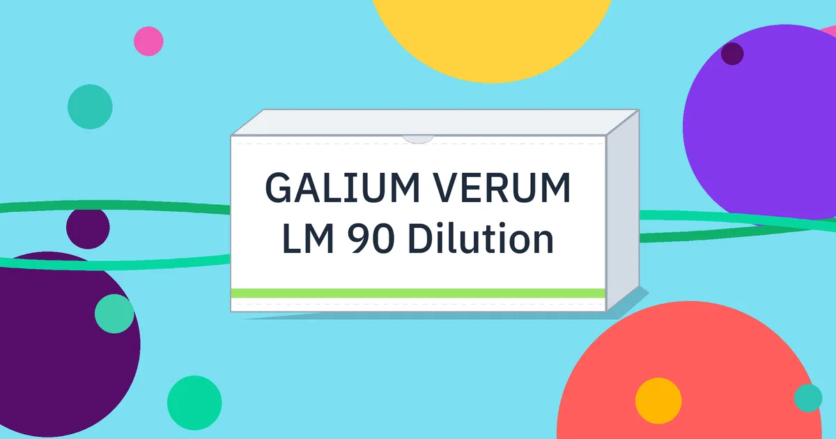 Symbolbild: Packung mit der Aufschrift GALIUM VERUM LM 90 Dilution (PZN 13497870) – Verfügbarkeit und Bezug in Apotheken in Frankfurt am Main