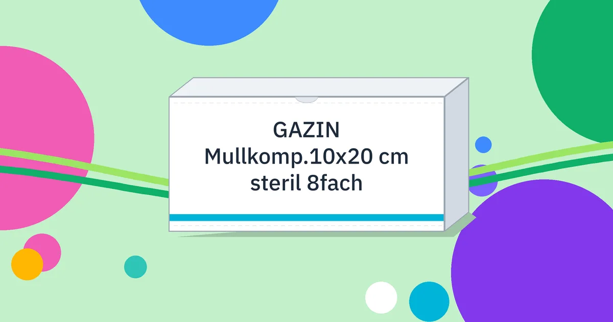Symbolbild: Packung mit der Aufschrift GAZIN Mullkomp.10x20 cm steril 8fach (PZN 14444108) – Verfügbarkeit und Bezug in Apotheken in Frankfurt am Main