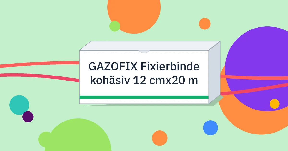 Symbolbild: Packung mit der Aufschrift GAZOFIX Fixierbinde kohäsiv 12 cmx20 m (PZN 19882847) – Verfügbarkeit und Bezug in Apotheken in Frankfurt am Main