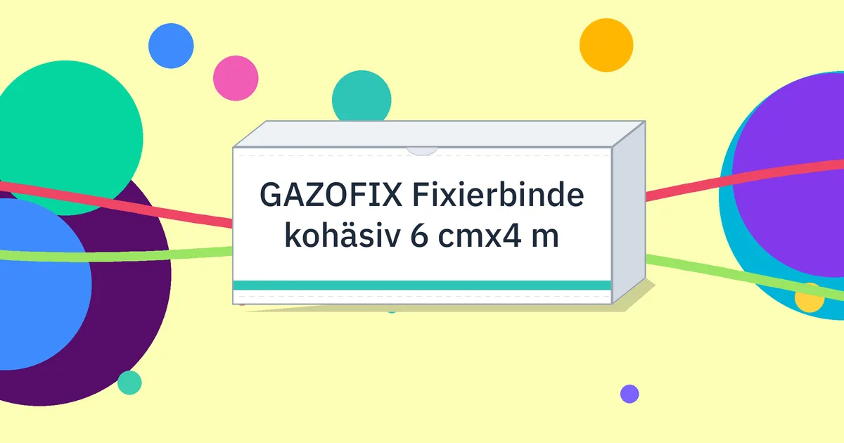 Symbolbild: Packung mit der Aufschrift GAZOFIX Fixierbinde kohäsiv 6 cmx4 m (PZN 11587793) – Verfügbarkeit und Bezug in Apotheken in Frankfurt am Main