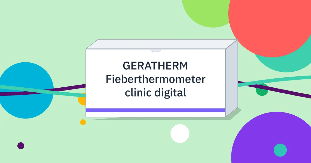 Symbolbild: Packung mit der Aufschrift GERATHERM Fieberthermometer clinic digital (PZN 00712574) – Verfügbarkeit und Bezug in Apotheken in Frankfurt am Main