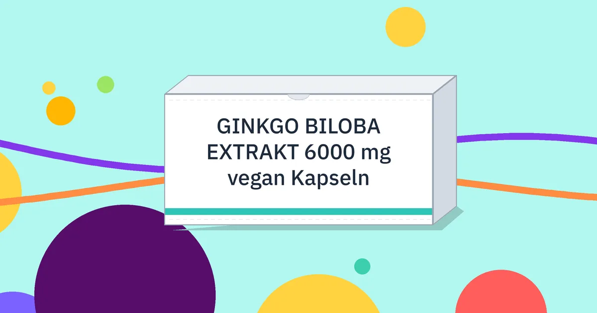 Symbolbild: Packung mit der Aufschrift GINKGO BILOBA EXTRAKT 6000 mg vegan Kapseln (PZN 19183368) – Verfügbarkeit und Bezug in Apotheken in Frankfurt am Main