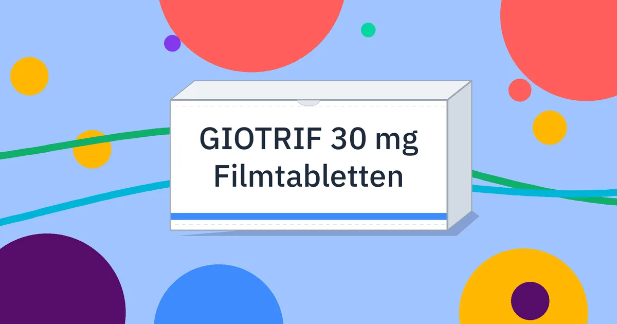Symbolbild: Packung mit der Aufschrift GIOTRIF 30 mg Filmtabletten (PZN 13657339) – Verfügbarkeit und Bezug in Apotheken in Frankfurt am Main