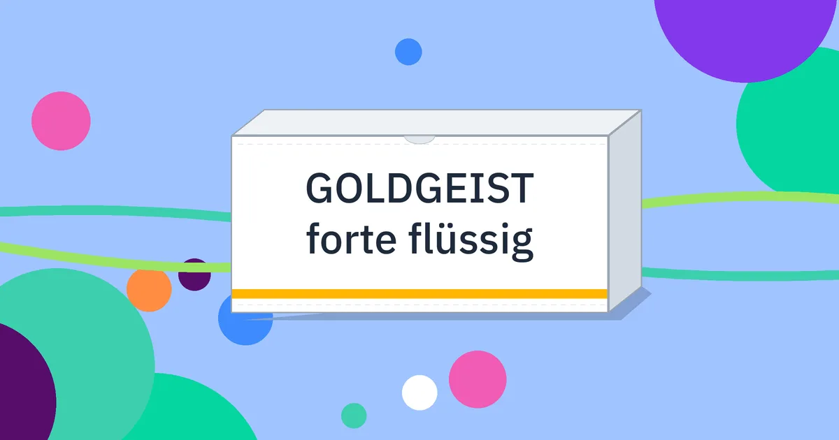 Symbolbild: Packung mit der Aufschrift GOLDGEIST forte flüssig (PZN 02357947) – Verfügbarkeit und Bezug in Apotheken in Frankfurt am Main