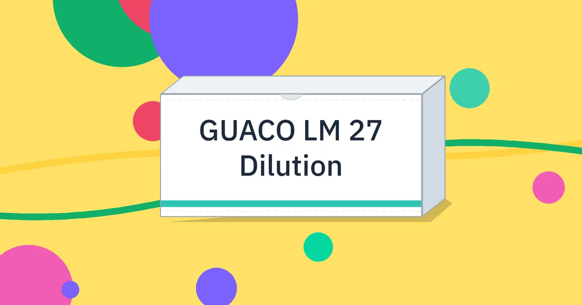 Symbolbild: Packung mit der Aufschrift GUACO LM 27 Dilution (PZN 13548136) – Verfügbarkeit und Bezug in Apotheken in Frankfurt am Main