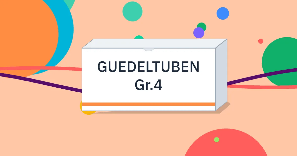 Symbolbild: Packung mit der Aufschrift GUEDELTUBEN Gr.4 (PZN 07701639) – Verfügbarkeit und Bezug in Apotheken in Frankfurt am Main