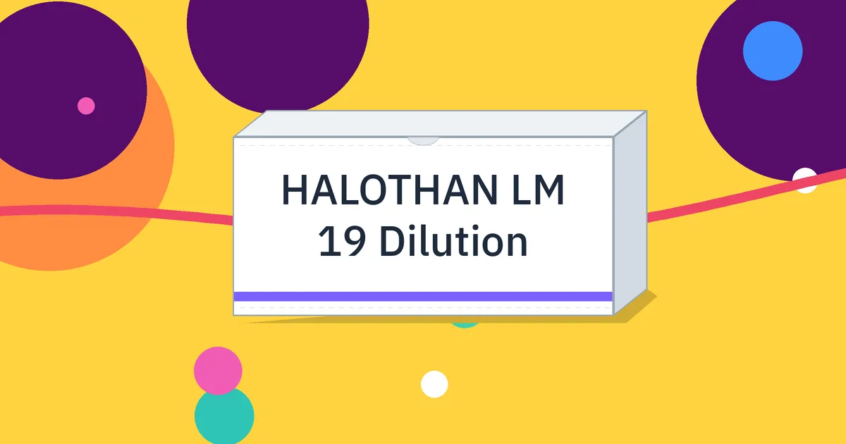 Symbolbild: Packung mit der Aufschrift HALOTHAN LM 19 Dilution (PZN 12884079) – Verfügbarkeit und Bezug in Apotheken in Frankfurt am Main