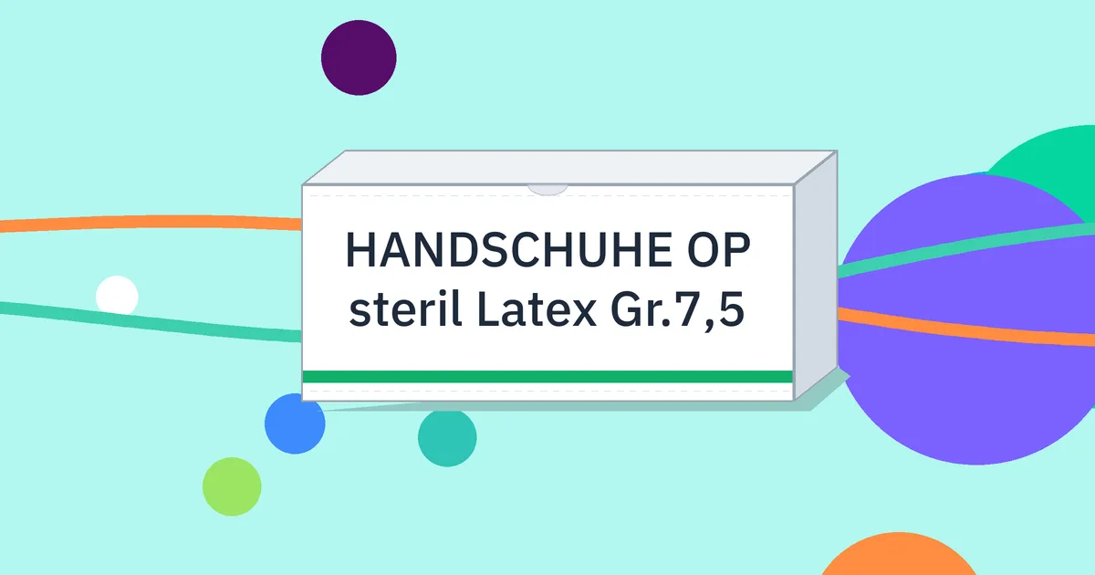 Symbolbild: Packung mit der Aufschrift HANDSCHUHE OP steril Latex Gr.7,5 (PZN 01963284) – Verfügbarkeit und Bezug in Apotheken in Frankfurt am Main