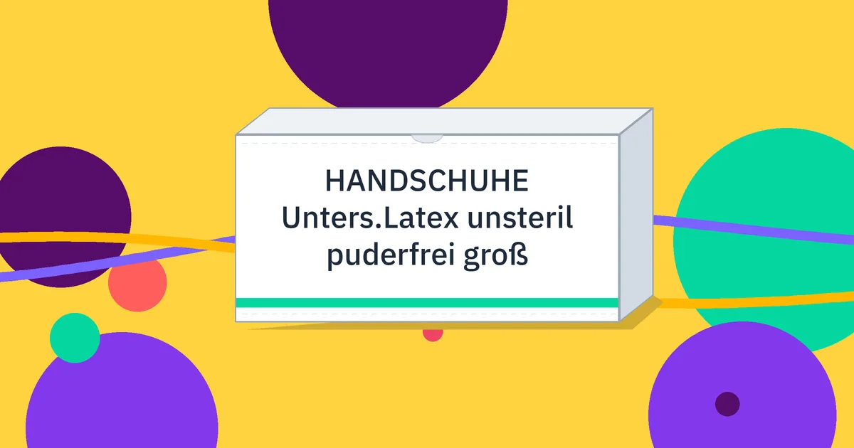 Symbolbild: Packung mit der Aufschrift HANDSCHUHE Unters.Latex unsteril puderfrei groß (PZN 08489928) – Verfügbarkeit und Bezug in Apotheken in Frankfurt am Main