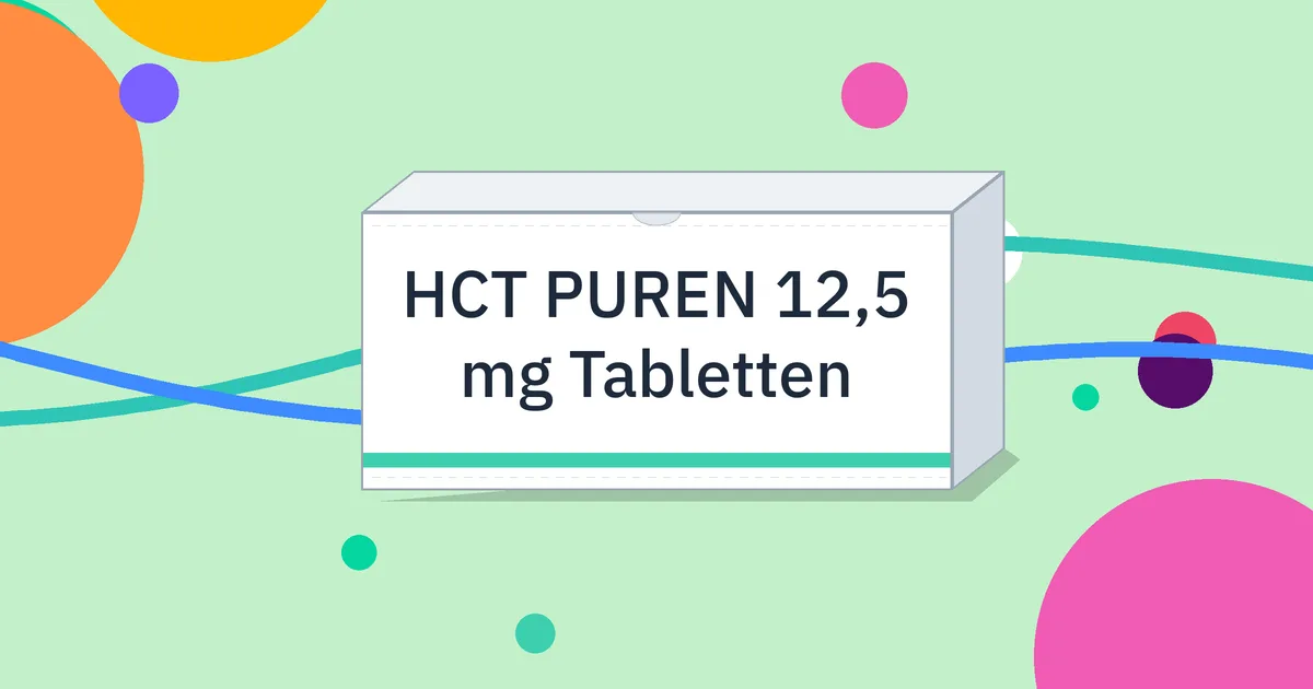 Symbolbild: Packung mit der Aufschrift HCT PUREN 12,5 mg Tabletten (PZN 16583883) – Verfügbarkeit und Bezug in Apotheken in Frankfurt am Main