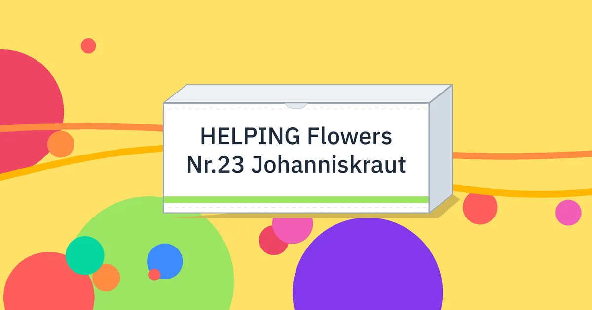 Symbolbild: Packung mit der Aufschrift HELPING Flowers Nr.23 Johanniskraut (PZN 12499832) – Verfügbarkeit und Bezug in Apotheken in Frankfurt am Main