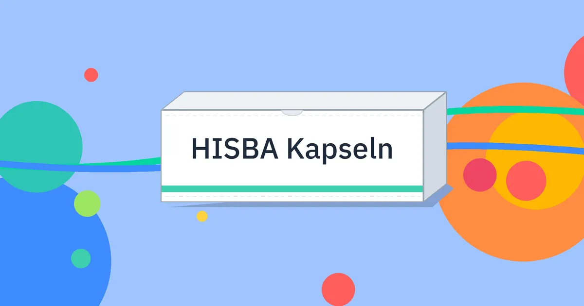 Symbolbild: Packung mit der Aufschrift HISBA Kapseln (PZN 13504191) – Verfügbarkeit und Bezug in Apotheken in Frankfurt am Main