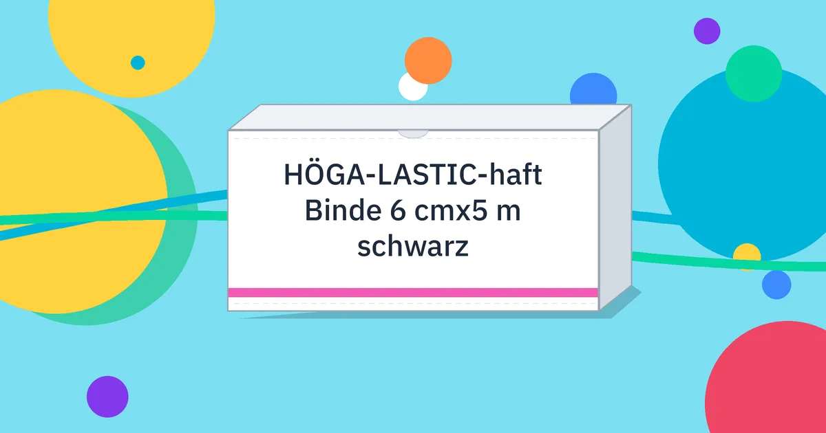 Symbolbild: Packung mit der Aufschrift HÖGA-LASTIC-haft Binde 6 cmx5 m schwarz (PZN 15294415) – Verfügbarkeit und Bezug in Apotheken in Frankfurt am Main