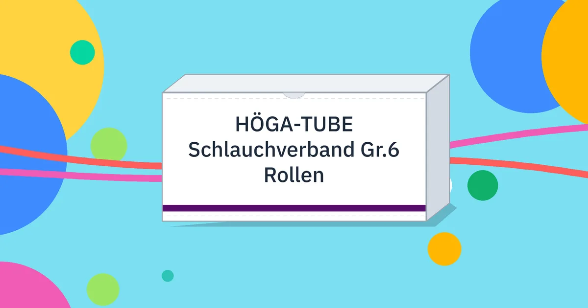 Symbolbild: Packung mit der Aufschrift HÖGA-TUBE Schlauchverband Gr.6 Rollen (PZN 04401983) – Verfügbarkeit und Bezug in Apotheken in Frankfurt am Main