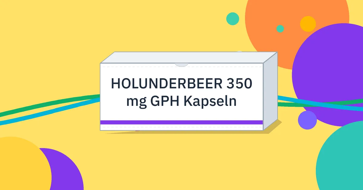 Symbolbild: Packung mit der Aufschrift HOLUNDERBEER 350 mg GPH Kapseln (PZN 06922812) – Verfügbarkeit und Bezug in Apotheken in Frankfurt am Main