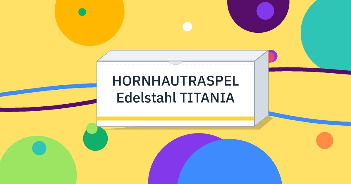 Symbolbild: Packung mit der Aufschrift HORNHAUTRASPEL Edelstahl TITANIA (PZN 01907736) – Verfügbarkeit und Bezug in Apotheken in Frankfurt am Main