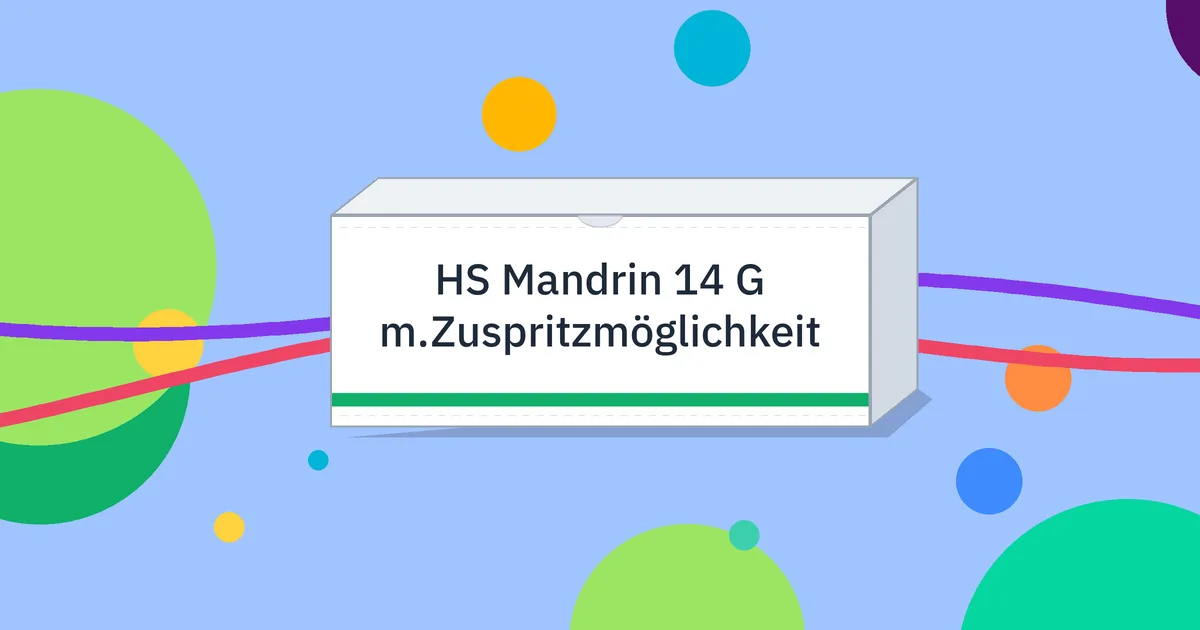 Symbolbild: Packung mit der Aufschrift HS Mandrin 14 G m.Zuspritzmöglichkeit (PZN 12572888) – Verfügbarkeit und Bezug in Apotheken in Frankfurt am Main